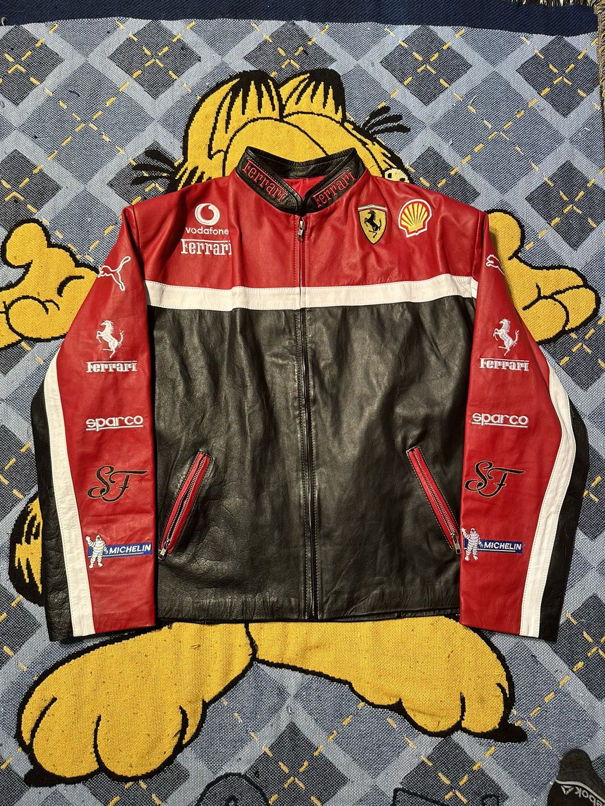 Ferrari × Leather Jacket × Racing Vintage Ferrari Genuine Leather ...
