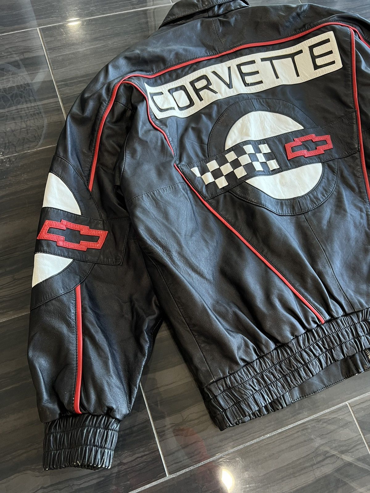 Chevrolet × Vintage Vintage Corvette Leather Jacket 90s Racing Chevy ...