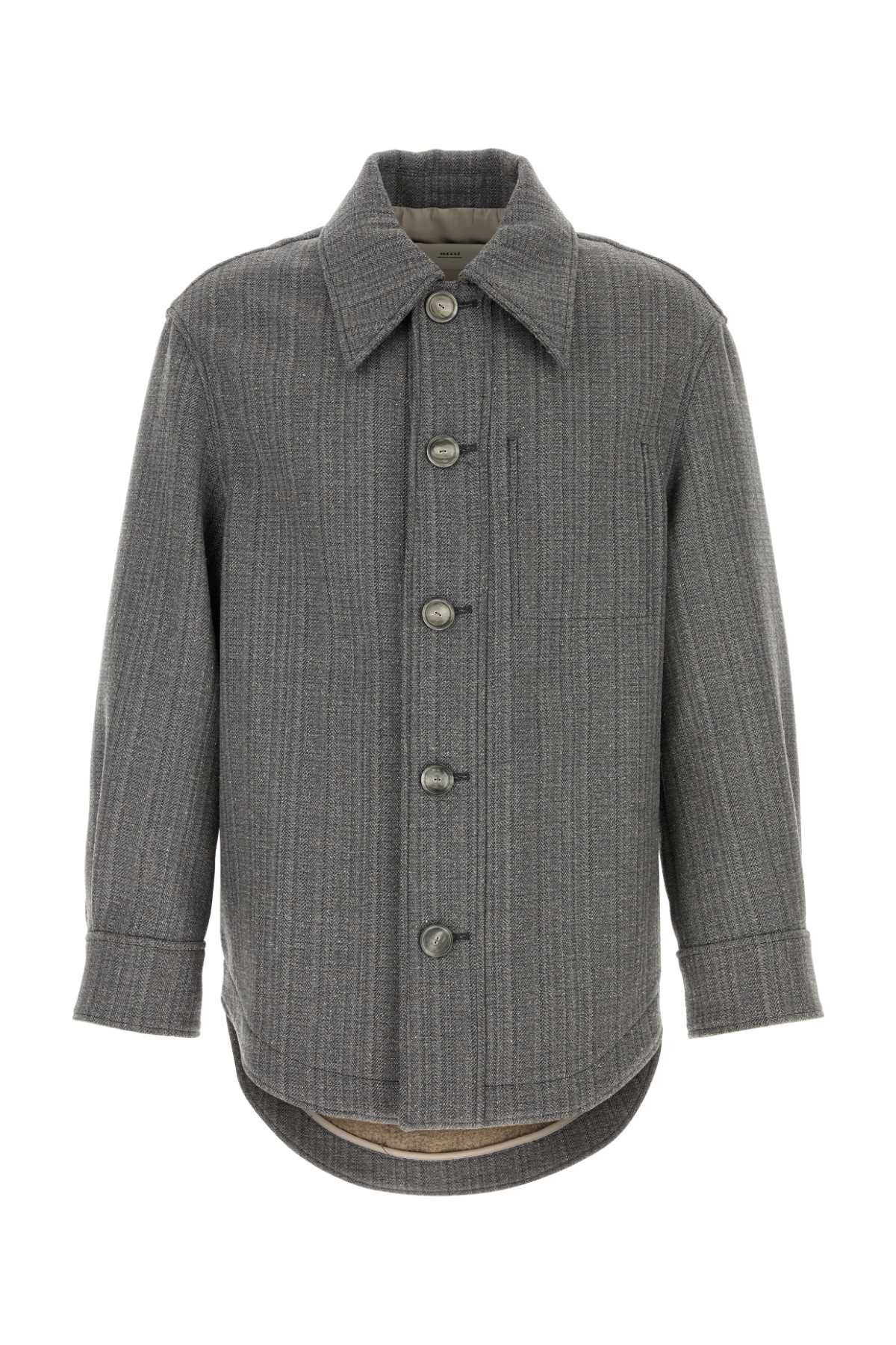 AMI Grey Wool Blend Overcoat | Grailed
