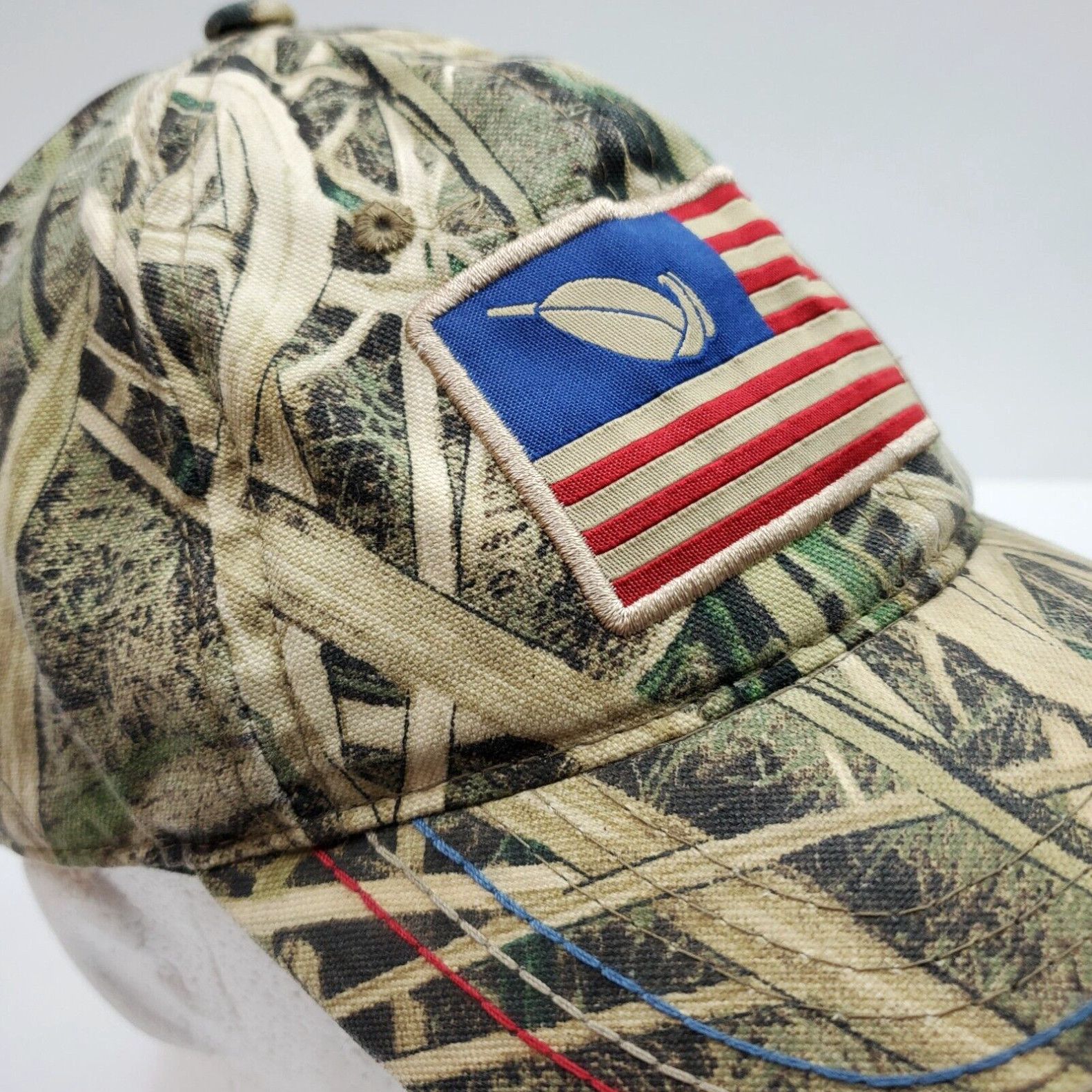 Vintage Macks Prairie Wings Camo Hat USA Flag Camoflauge Duck Hunting ...