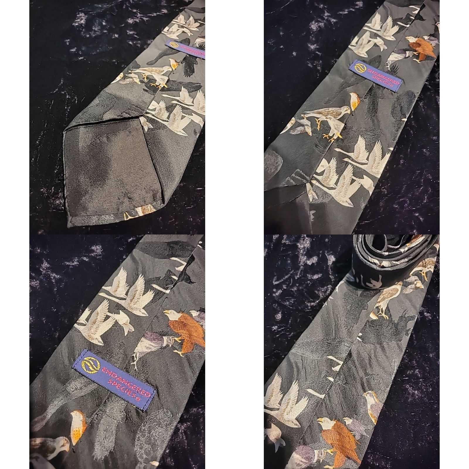 Vintage Vintage Endangered Species Mens Neck Tie Birds Eagle Hawk Duck ...