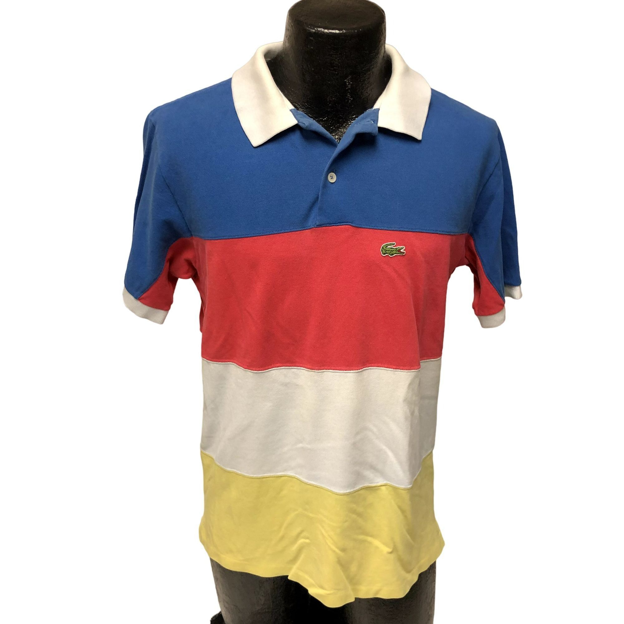 Izod 80's Izod Lacoste USA Rainbow STRIPE Alligator Logo Polo L | Grailed