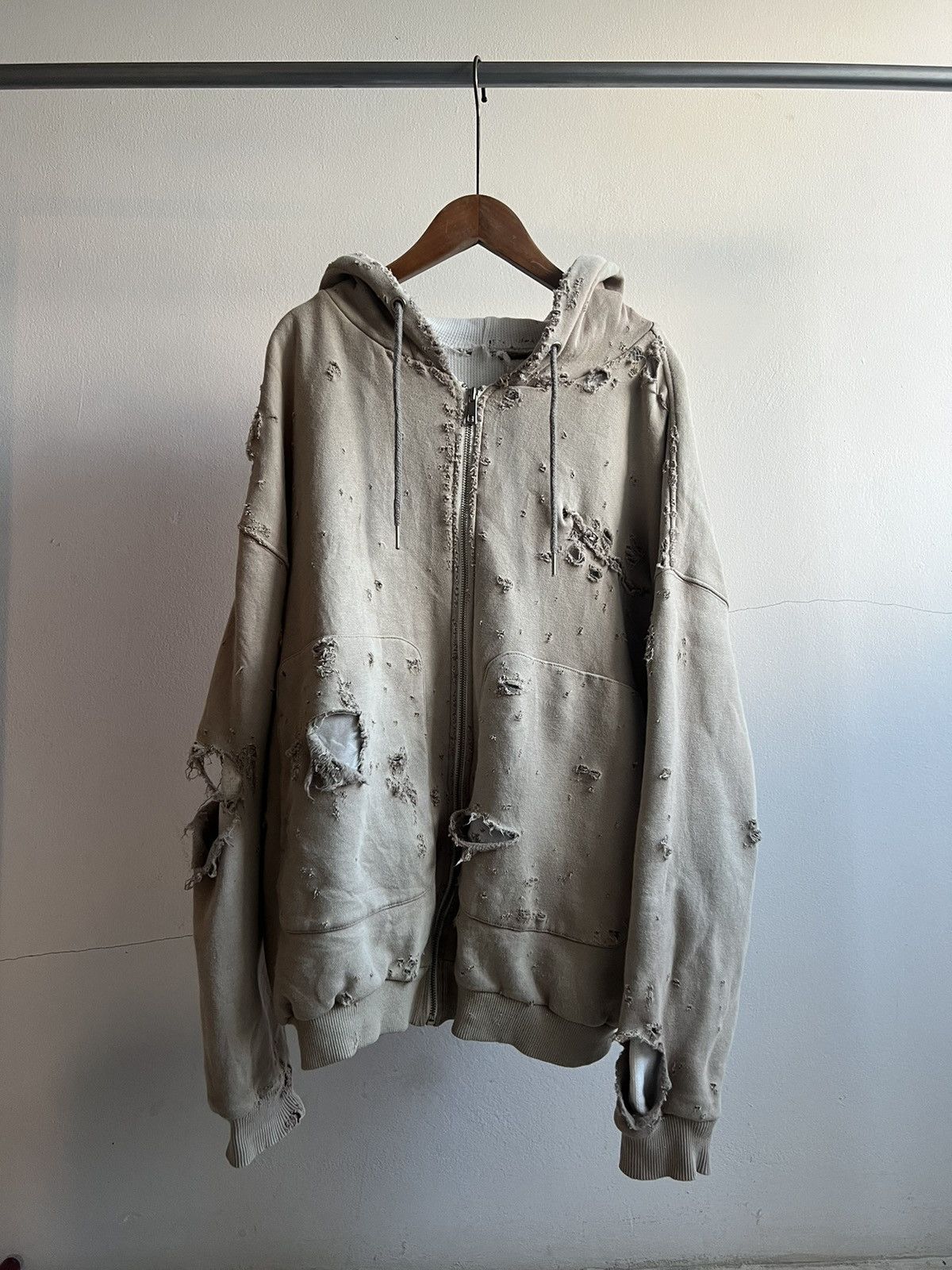 Vintage Vintage Thrashed Sun Faded Waffle Hoodie Zip Up | Grailed
