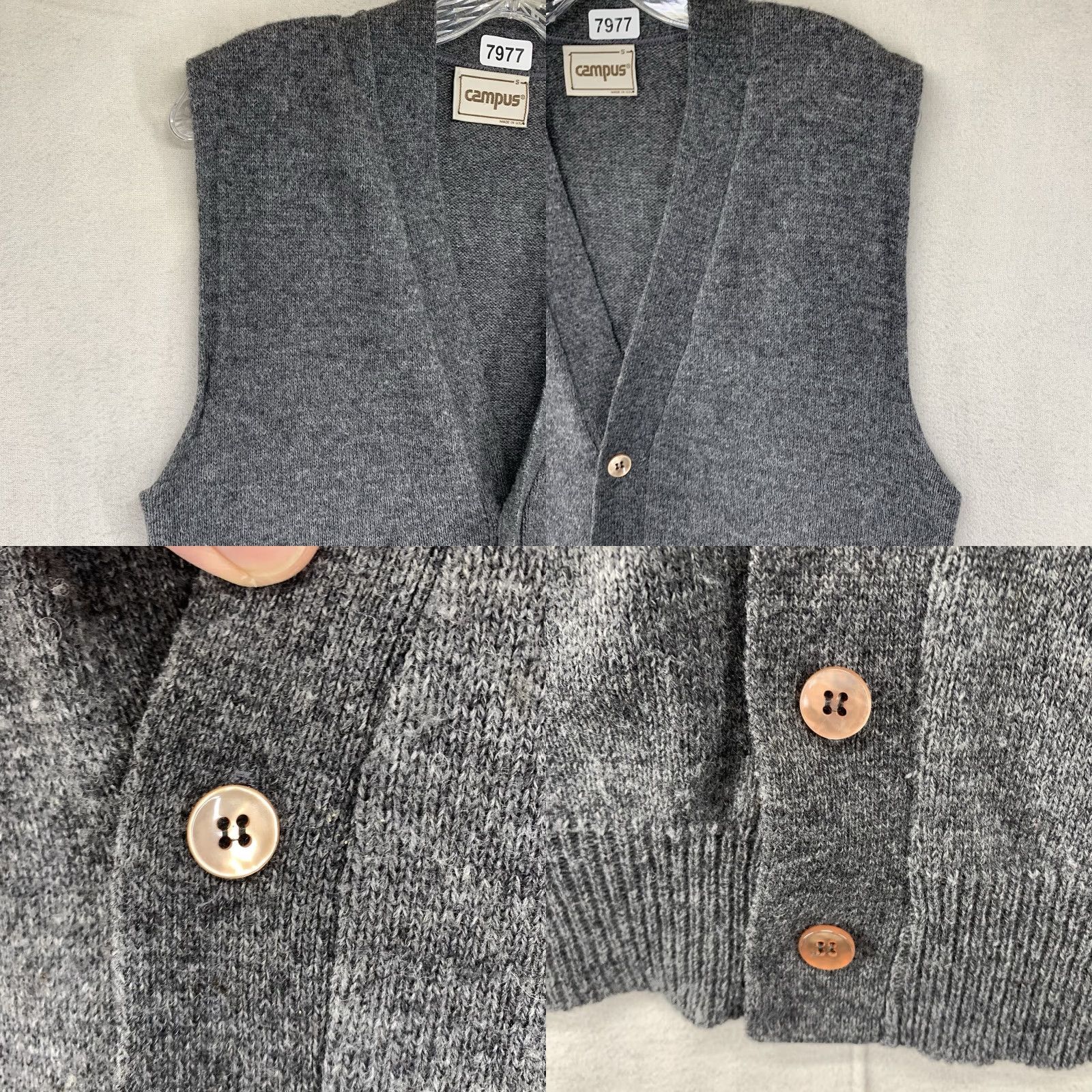 Vintage VINTAGE Campus Gray Wool Vest Mens Small Button Front Academia ...
