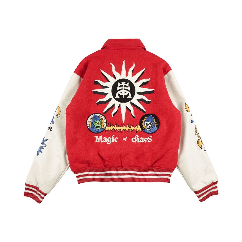 Bomber Jacket × Varsity Varsity Jacket Red Magic of Chaos XL | Grailed