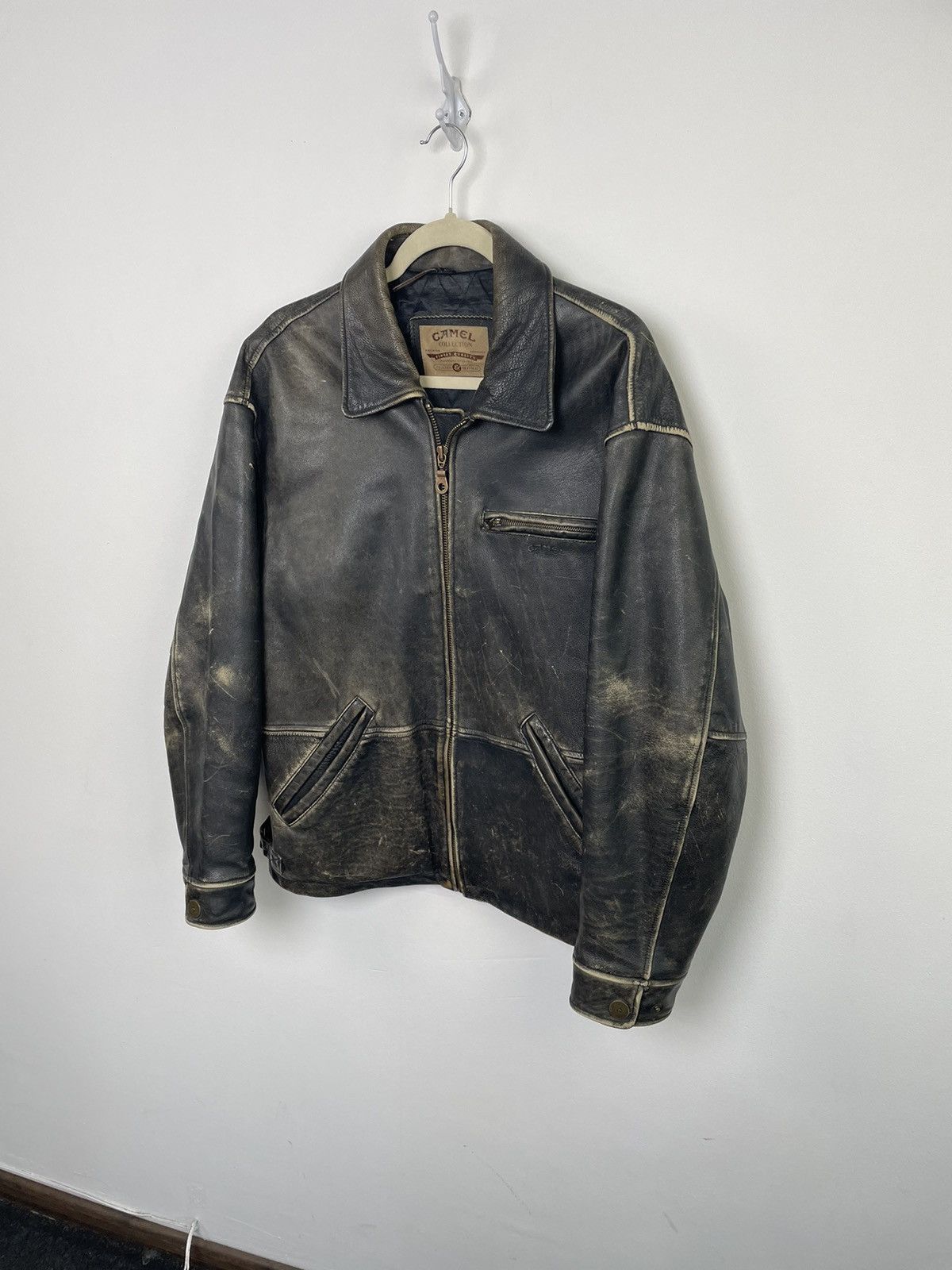 Marlboro Camel Vintage faded leather jacket mens rare | Grailed