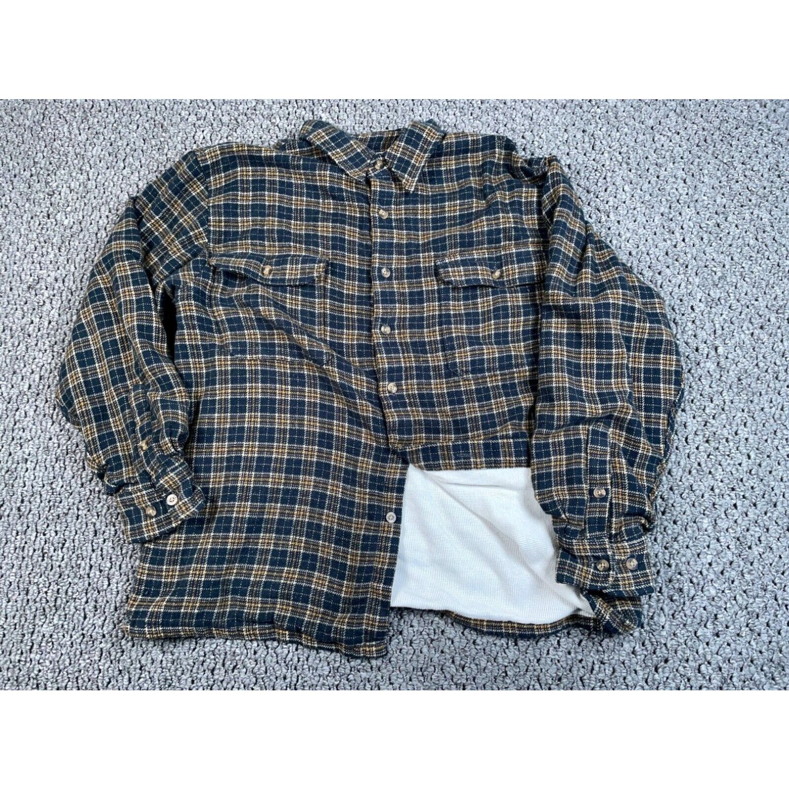 Vintage VTG Grunge Thermal Lined Flannel Shirt Jacket Adult XL Green ...