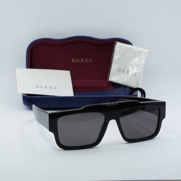 Gucci NEW GUCCI GG1460S 001 SOLID BLACK / GREY SUNGLASSES | Grailed