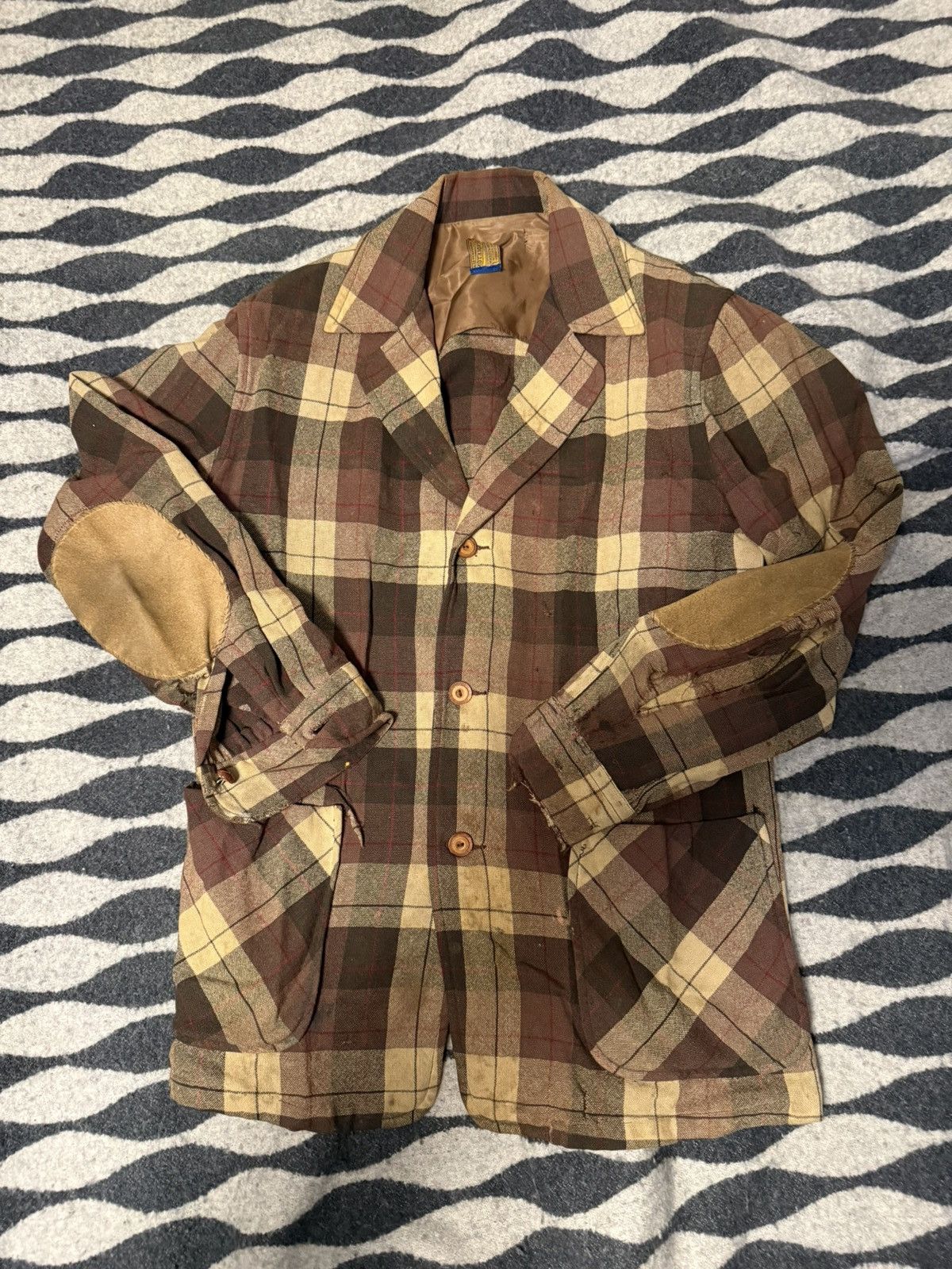 Pendleton Wool 3 button chore jacket Pendleton plaid brown beige red ...