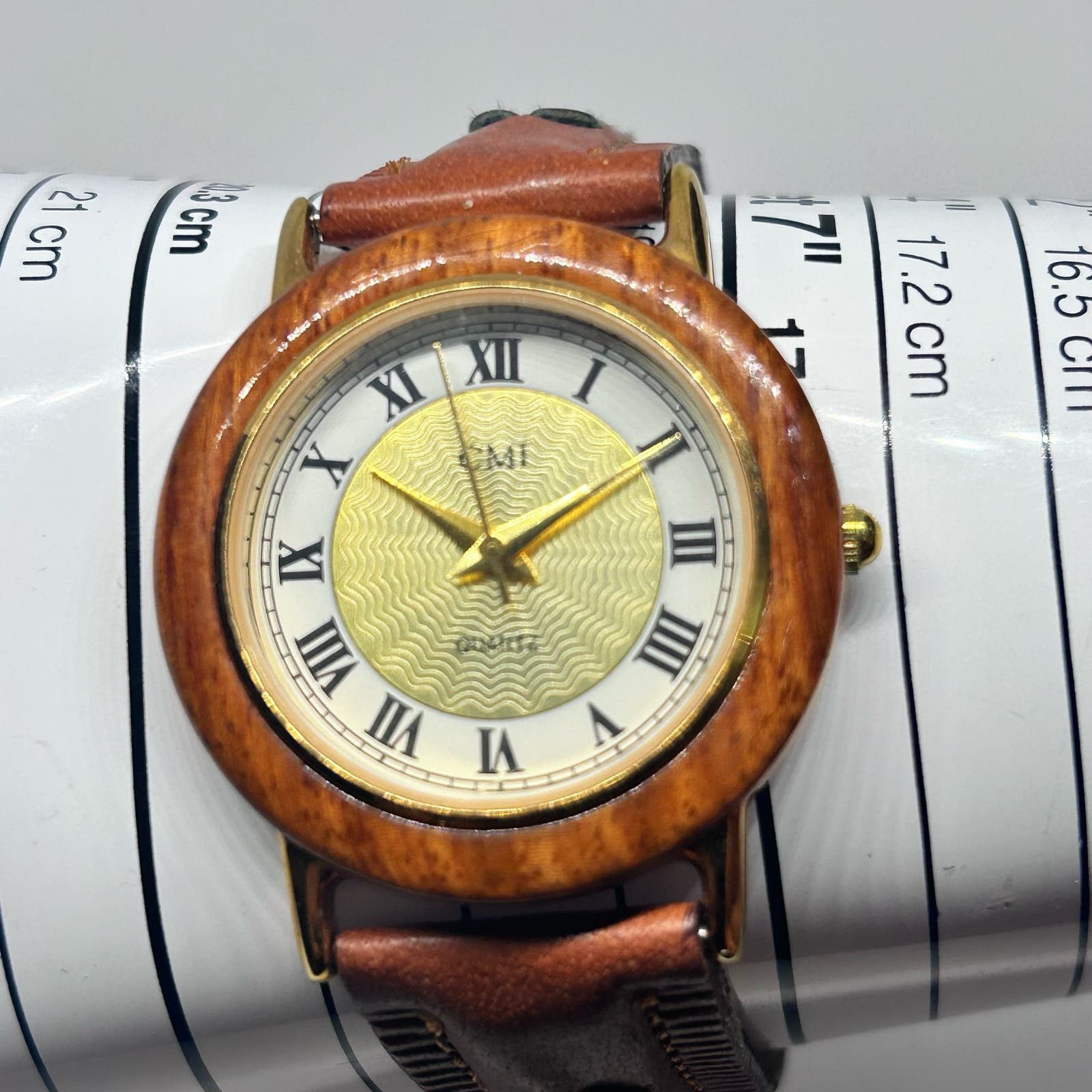 Other CMI Gold Tone Brown Leather Womens Watch Working New Battery ...