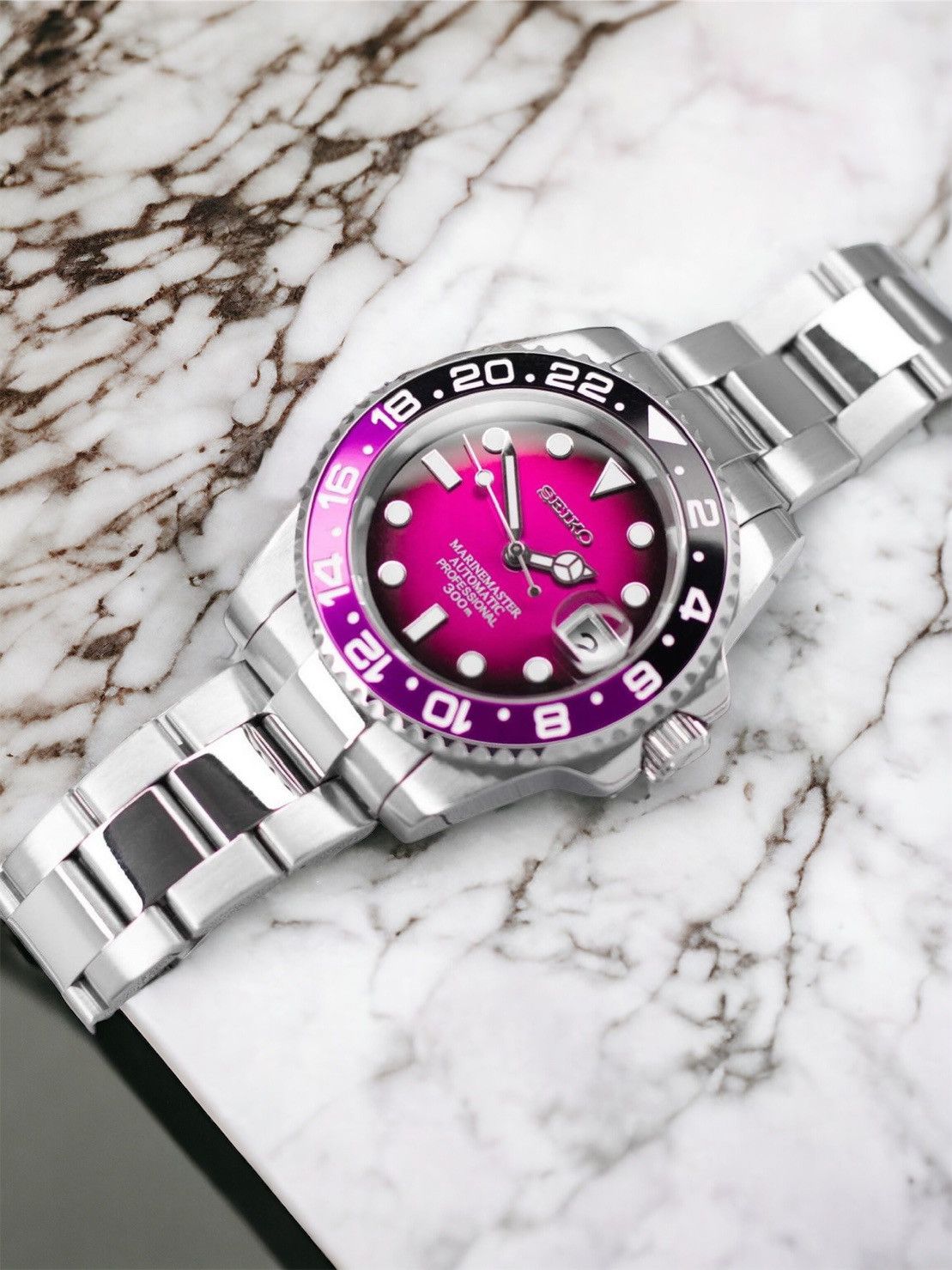 Japanese Brand × Seiko × Watch Seiko GMT-Master 2 Pink Black Steel 41mm ...