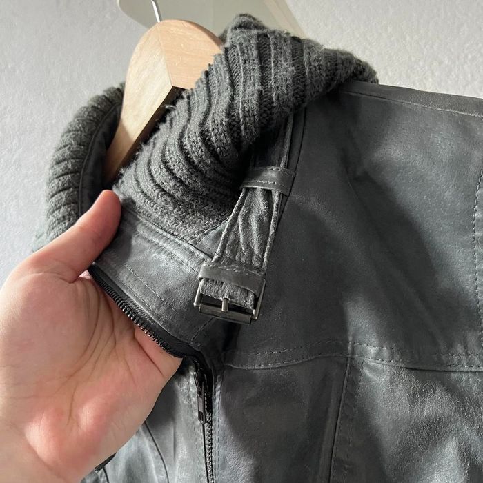 Vintage Y2k Gray Leather Jacket | Grailed