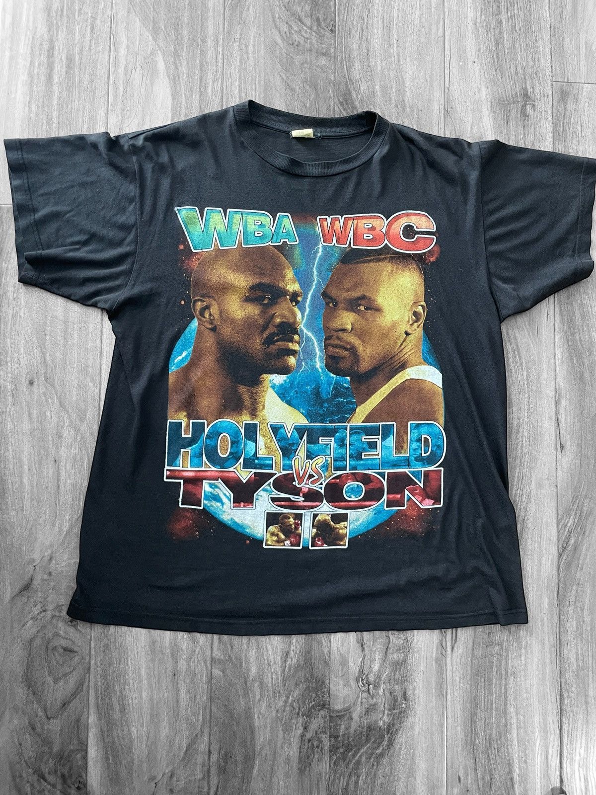 Rap Tees × Vintage Vtg Mike Tyson Vs Evander Holyfield Boxing Bay Club ...