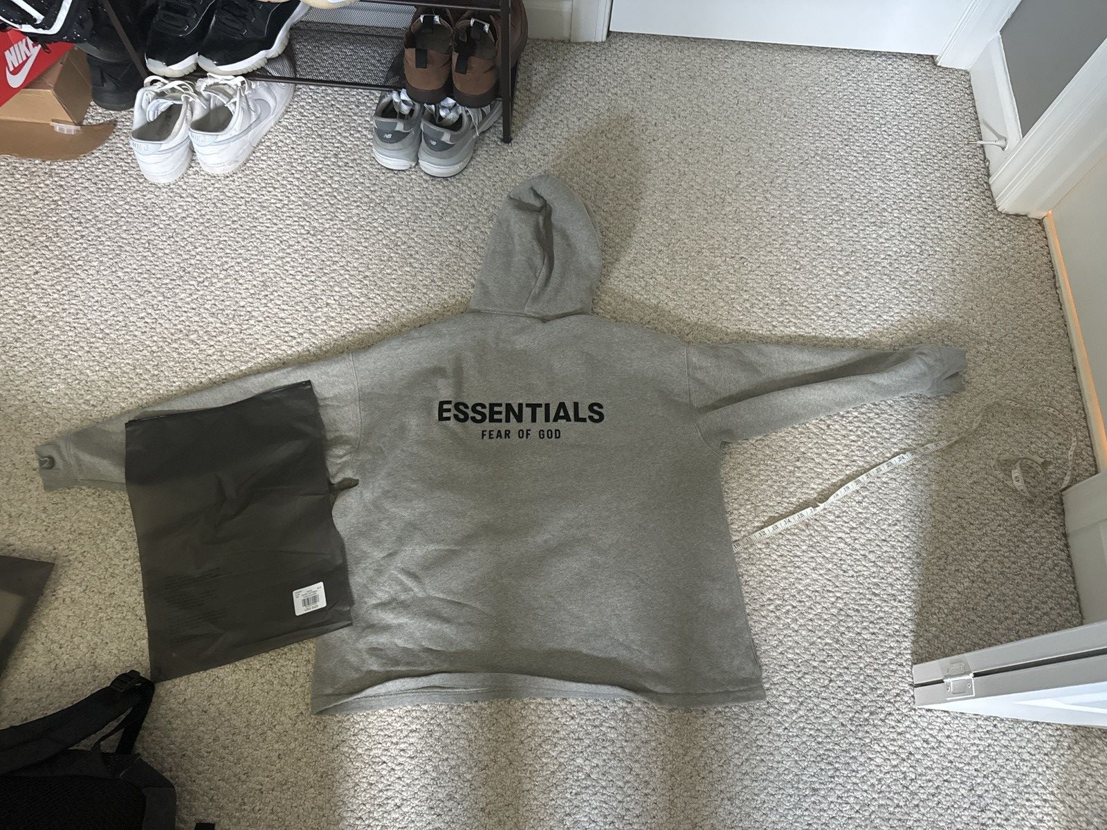 Essentials Fear of god essentials hoodie oatmeal (grey) | Grailed