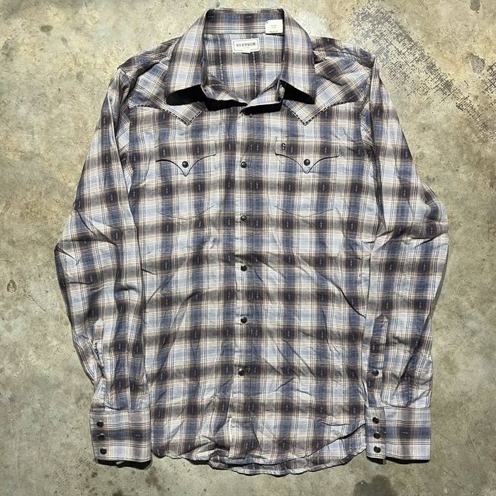 Vintage Vintage 2000s Stetson Brown Plaid Pattern Pearl Snap Shirt ...