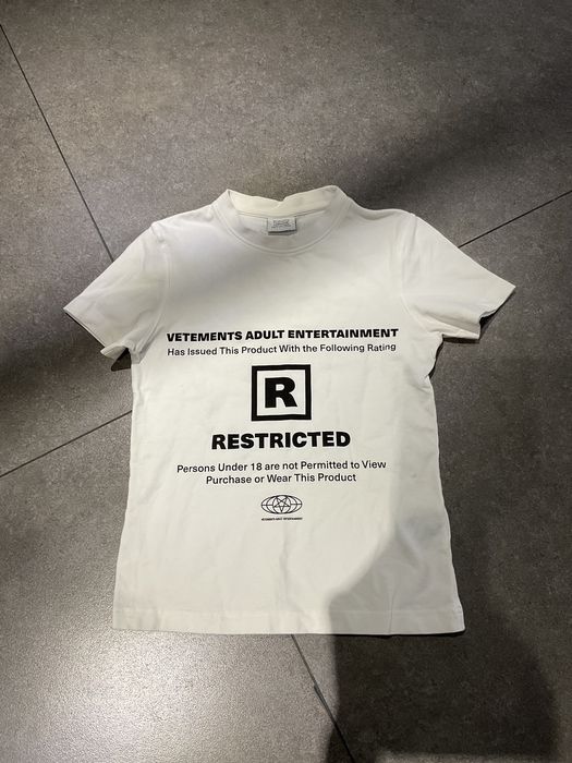 Vetements Vetements limited 18+ restricted tee | Grailed