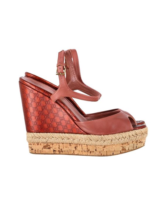 Gucci Wedge Sandals in Brown Leather | Grailed