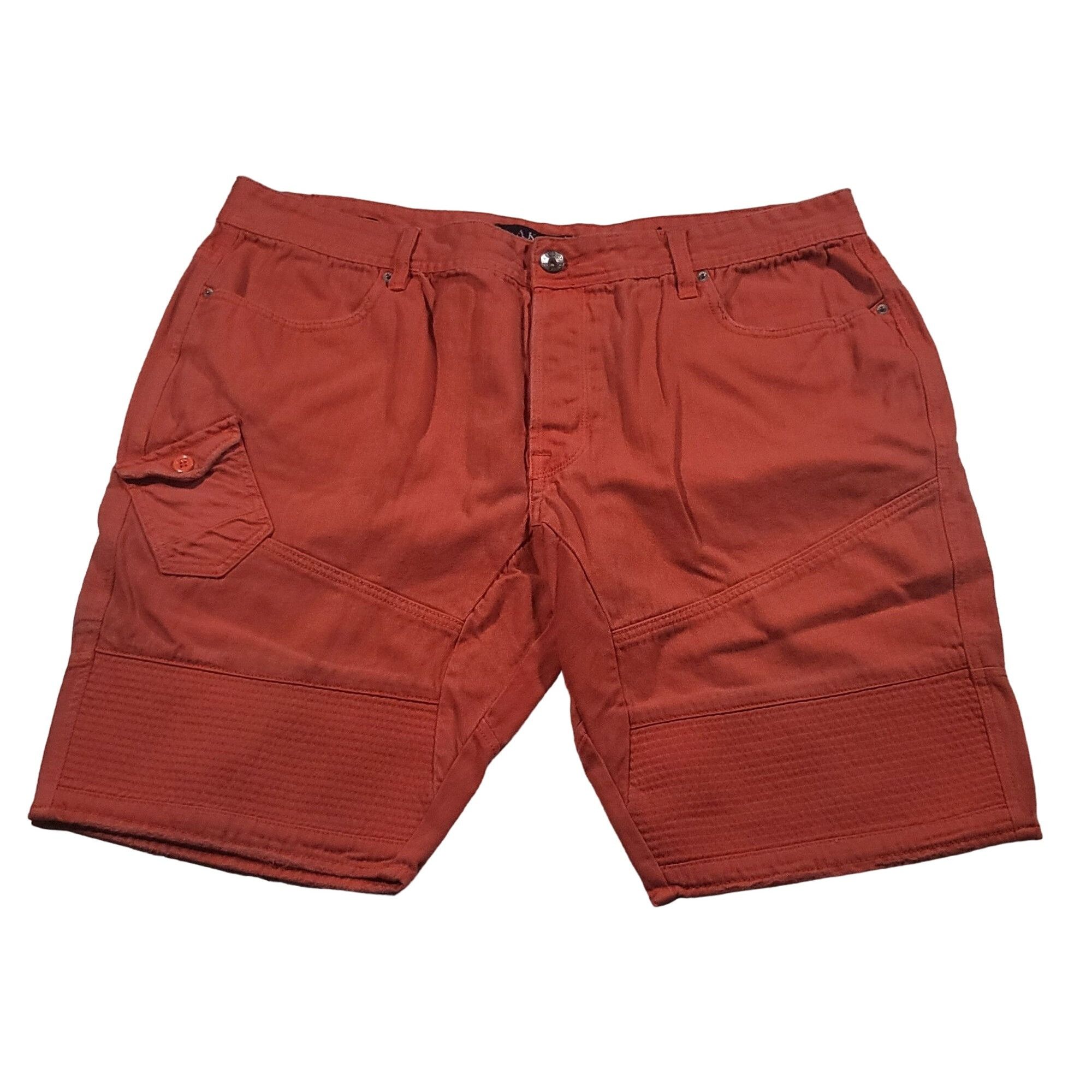 Akoo Akoo Denim Shorts Men Sz 44 Red No Rivals Standard Fit Butto | Grailed
