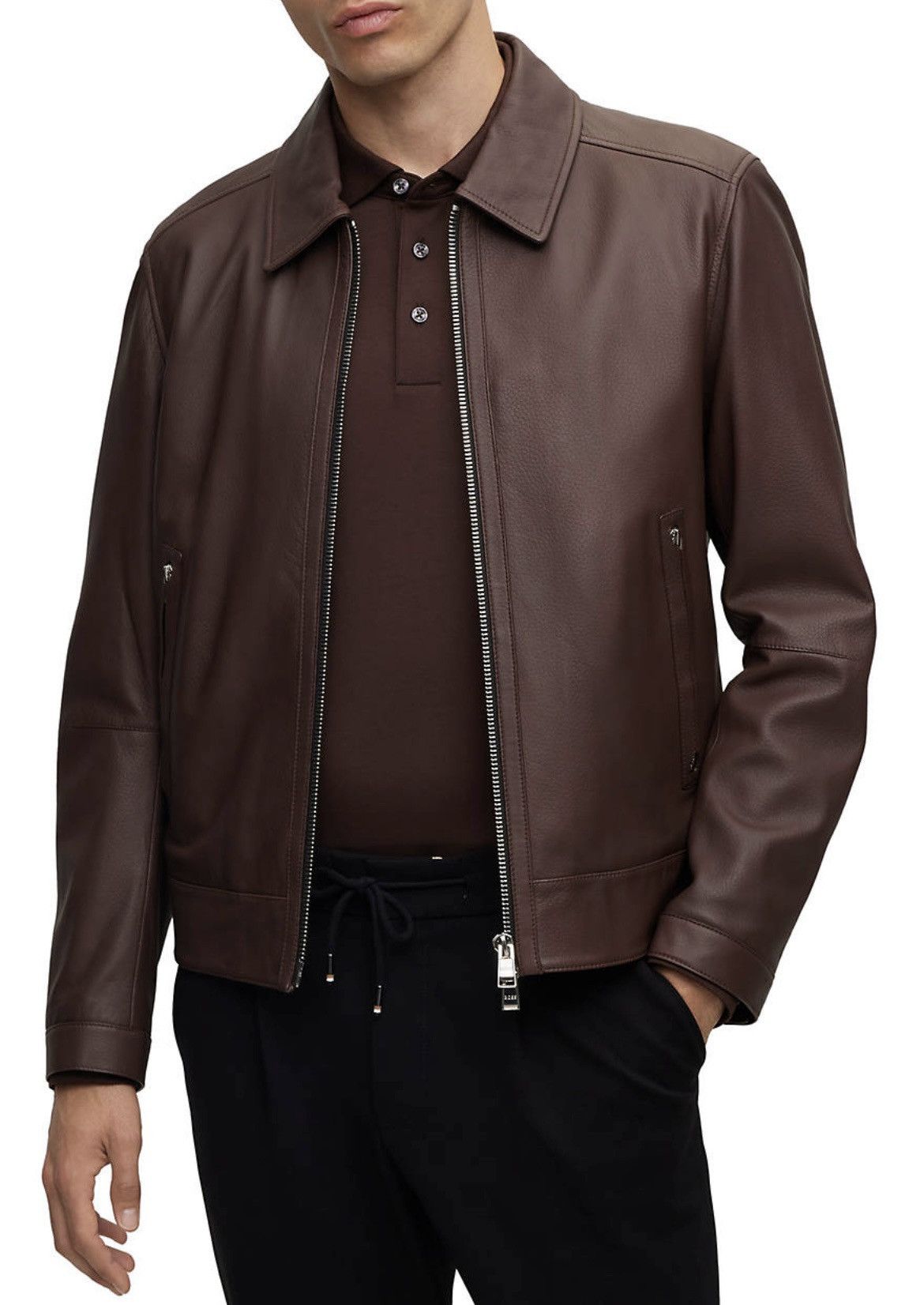 Hugo Boss Men’s Leather Jacket | Grailed
