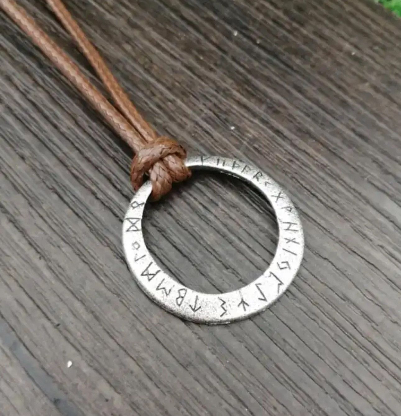 Vintage Rustic pendant with the Elder Futhark runes viking necklace ...