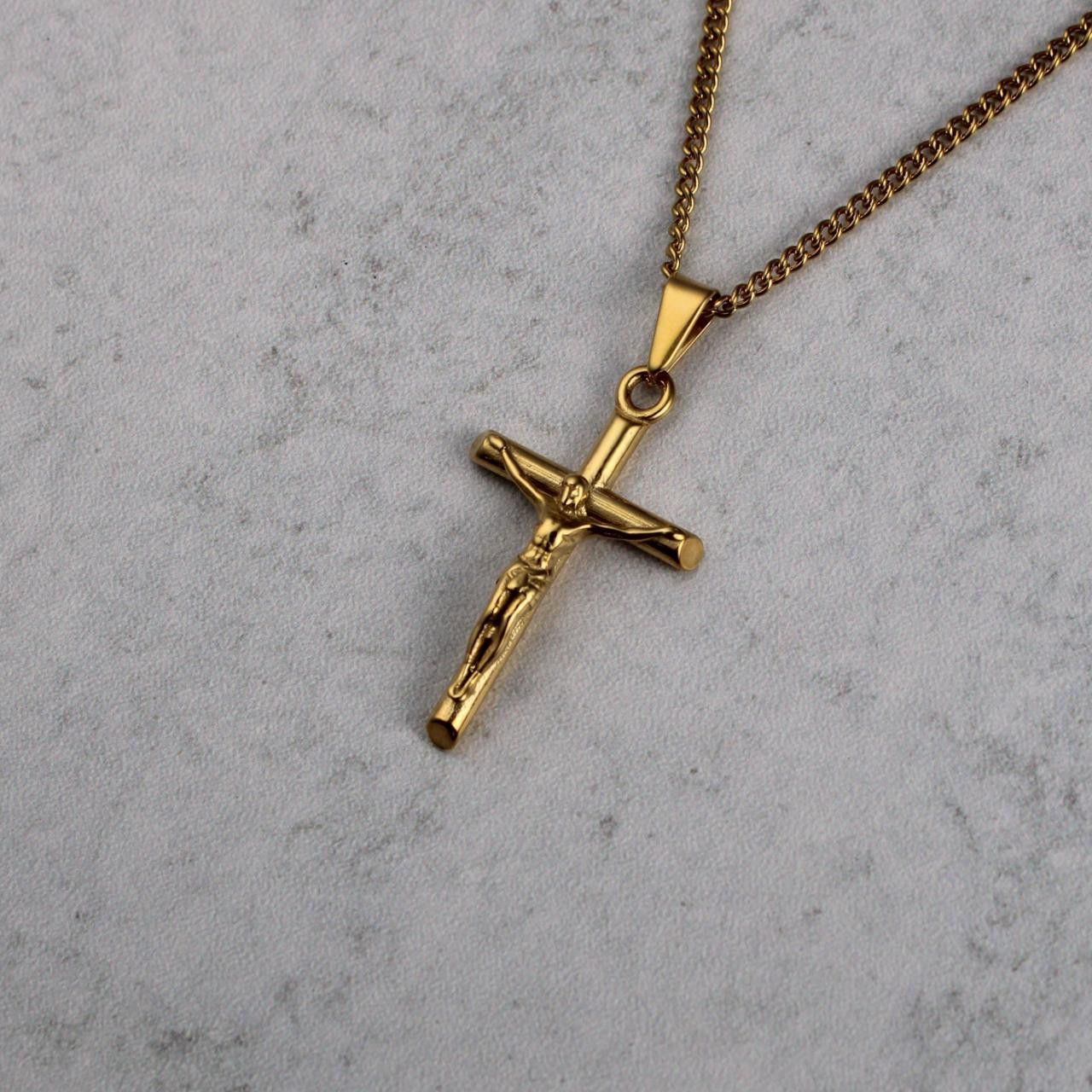 Jewelry Gold Crucifix Cross Pendant Chain Necklace | Grailed