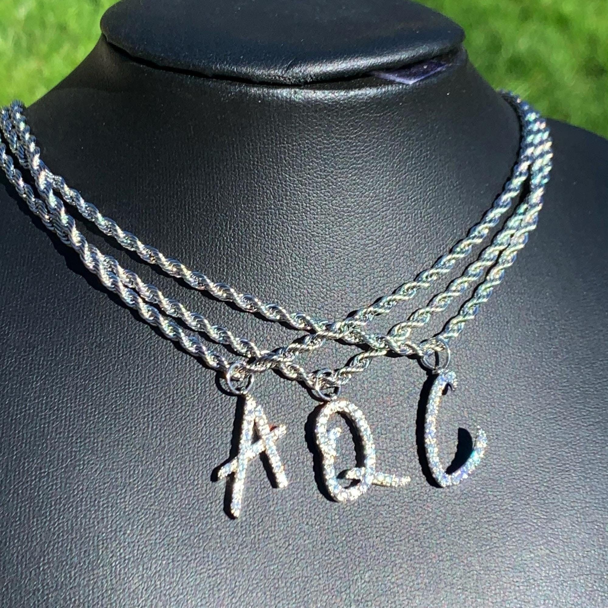 Cuban Link Chain Custom Letter Necklace | Custom Necklace | Custom ...