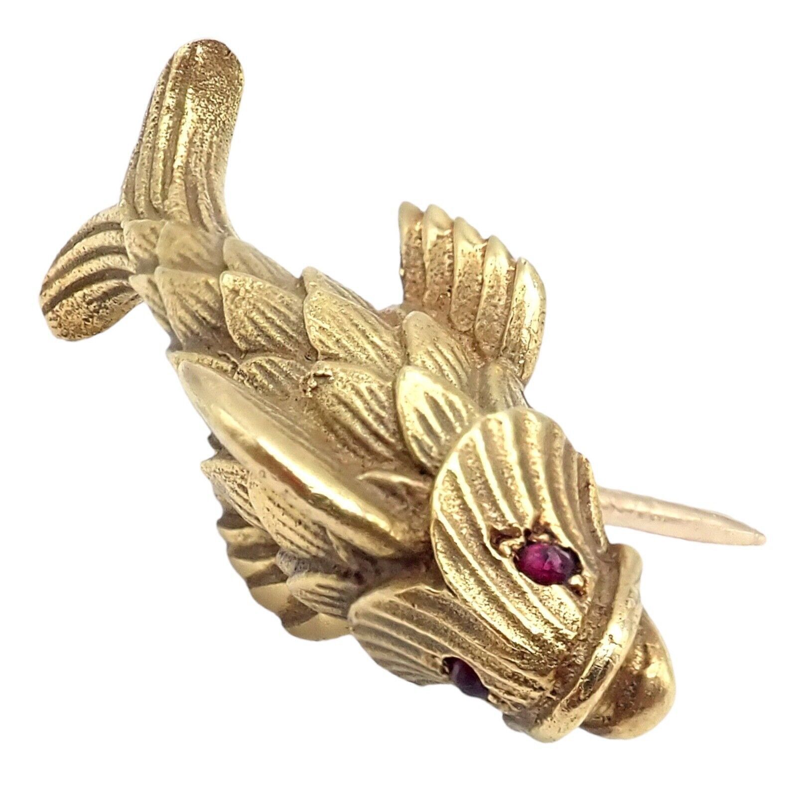 Tiffany & Co. Schlumberger 18k Yellow Gold Fish Tie Tac Tack Lapel Pin ...