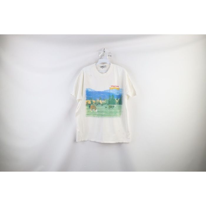 Vintage Vintage 90s Thrashed Spell Out Wegmans Beef T-Shirt | Grailed