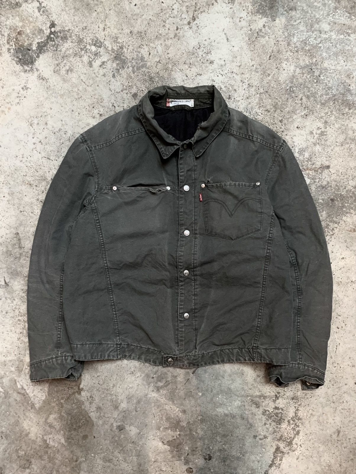 Levi's × Vintage Faded Distressed Levi’s Engineer Jacket Style Workwear | Grailed