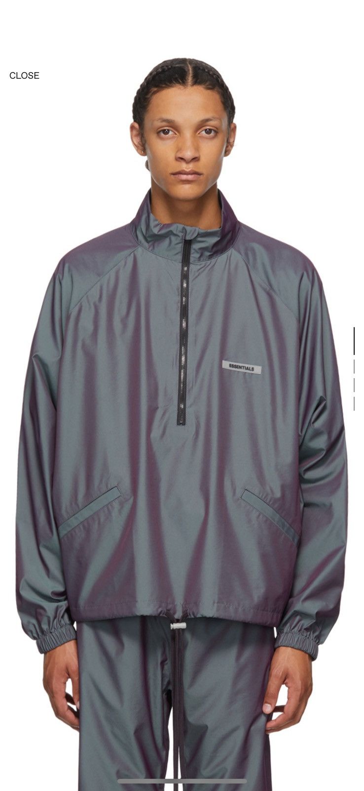 Essentials Fear of God Essentials Grey Iridescent Half-Zip Track Jacket ...