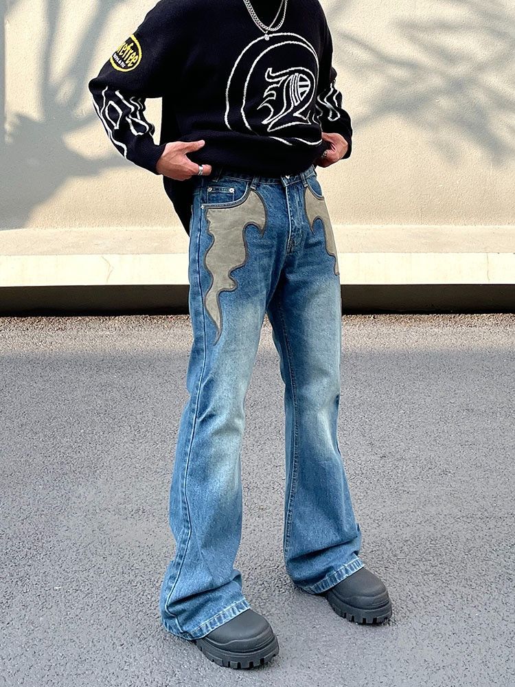 Jean × Streetwear Blue Embroidered Stack Denim Jeans | Grailed