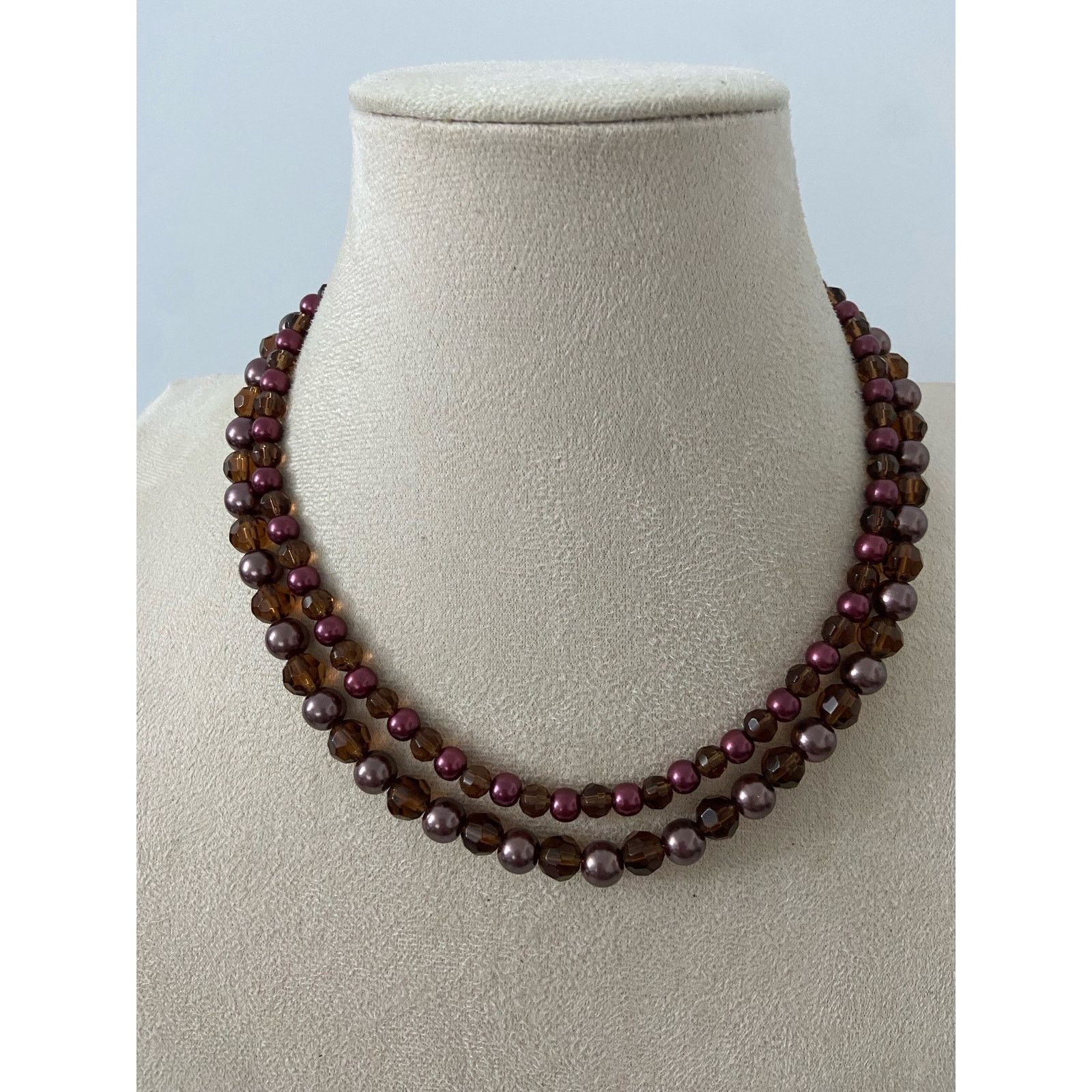 Generic Removable, brown and maroon layered necklaces | Grailed