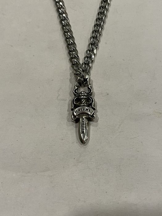 Chrome Hearts Chrome Hearts Dagger Pendant Silver Cuban Chain Necklace ...