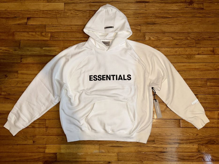 Fear of God Fear of God Essentials White Pullover Hoodie | Grailed