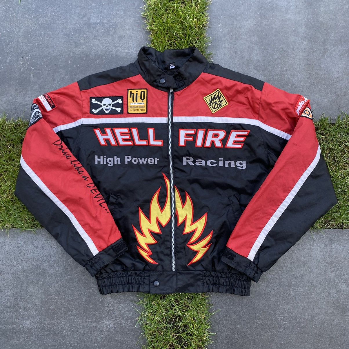 Racing × Streetwear × Vintage VINTAGE 90s RACING JACKET HELL FIRE FLAME ...