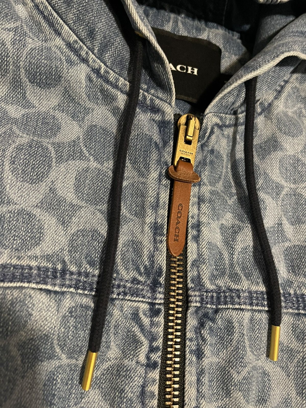 Coach Coach Signature Denim Hooded Zip Up Jacket Size Large | Grailed