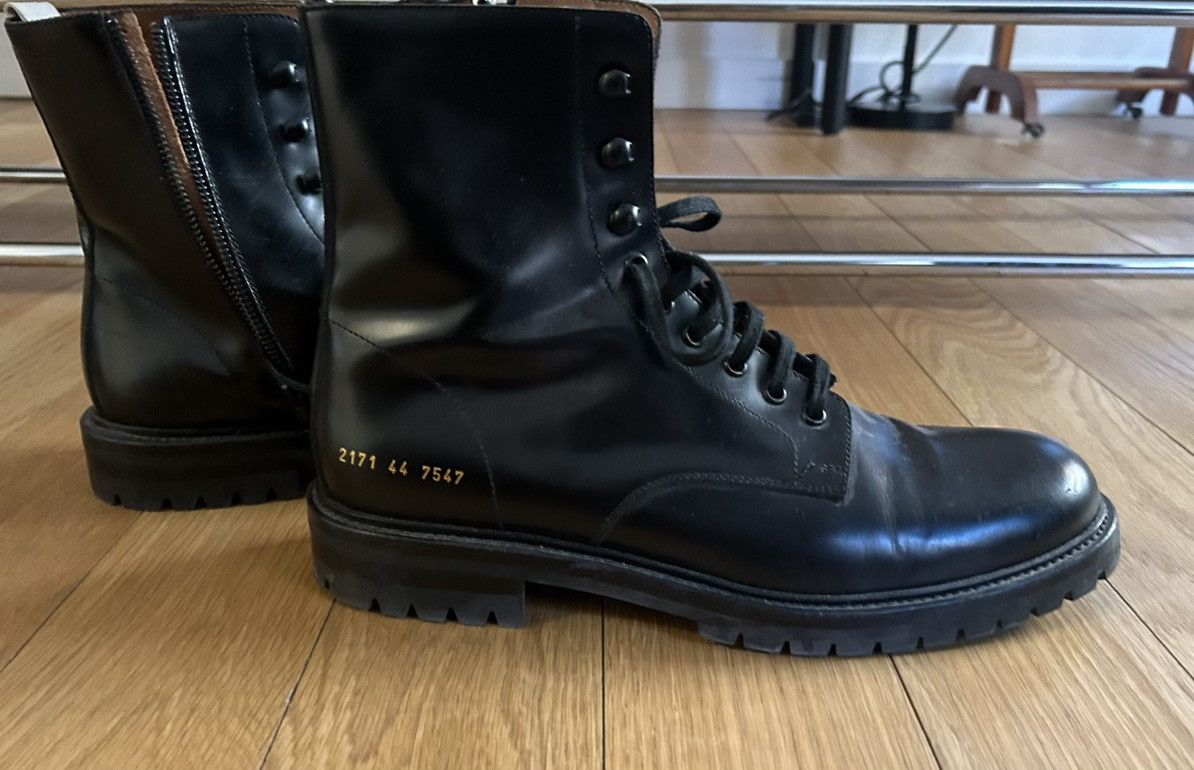 Common Projects Common Projects side logo-print lace-up boots | Grailed