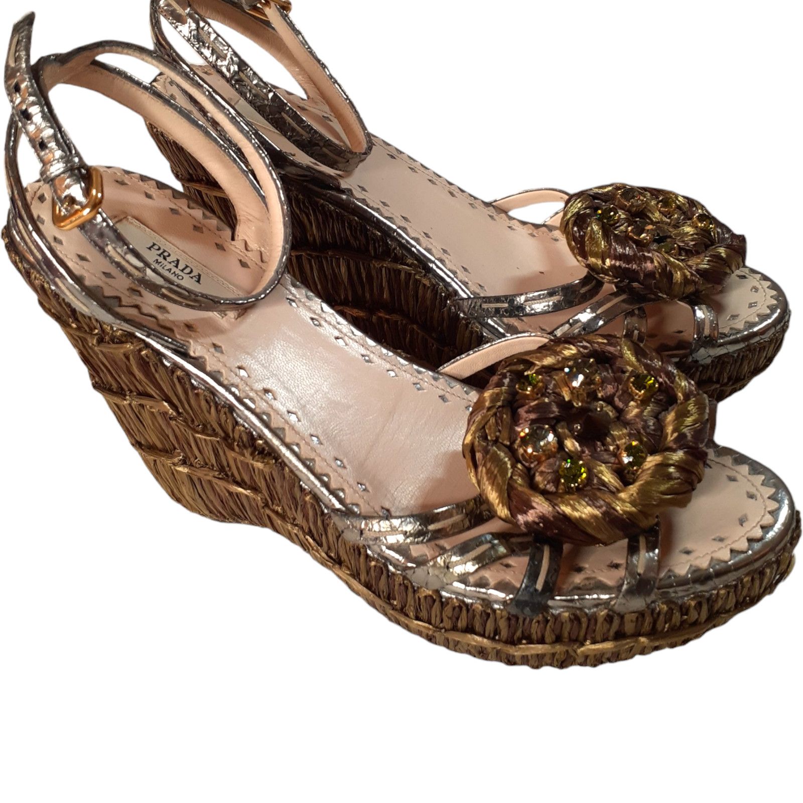 Prada PRADA Heels Sandals Woven Straw Wedges Platforms | Grailed