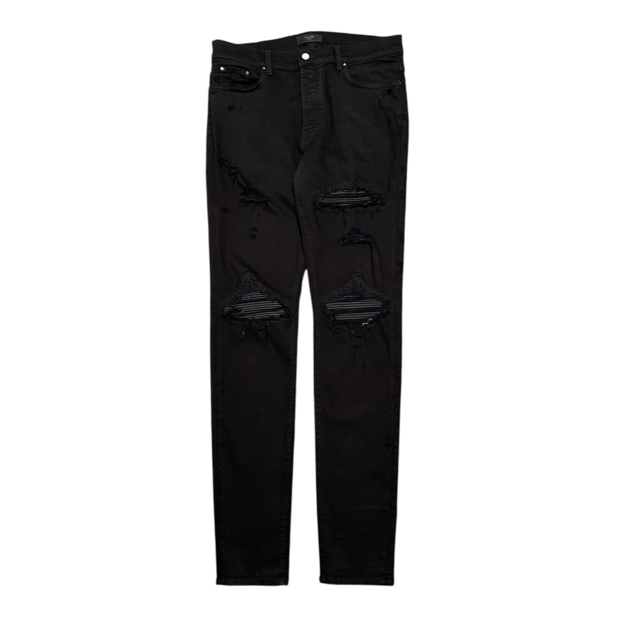 Amiri Amiri MX1 Leather Patch Jeans Black | Grailed