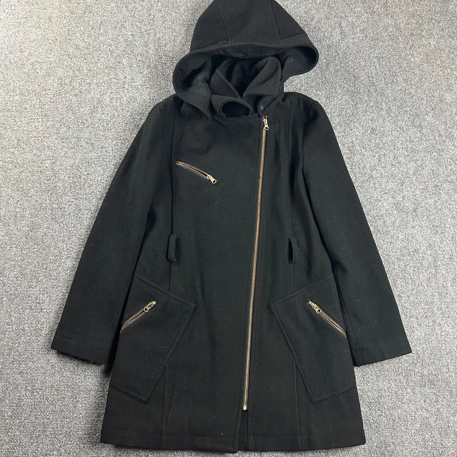 Mango MNG Mango Coat Womens Medium Full Zip Hooded Trench Overcoat ...