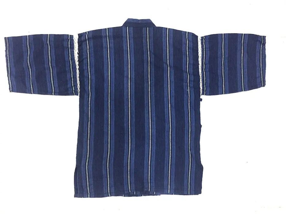 Japanese Brand × Kimono Japan Dragon Japanese Traditional Parjan Stripe Blue Jacket Kimono Japan ...