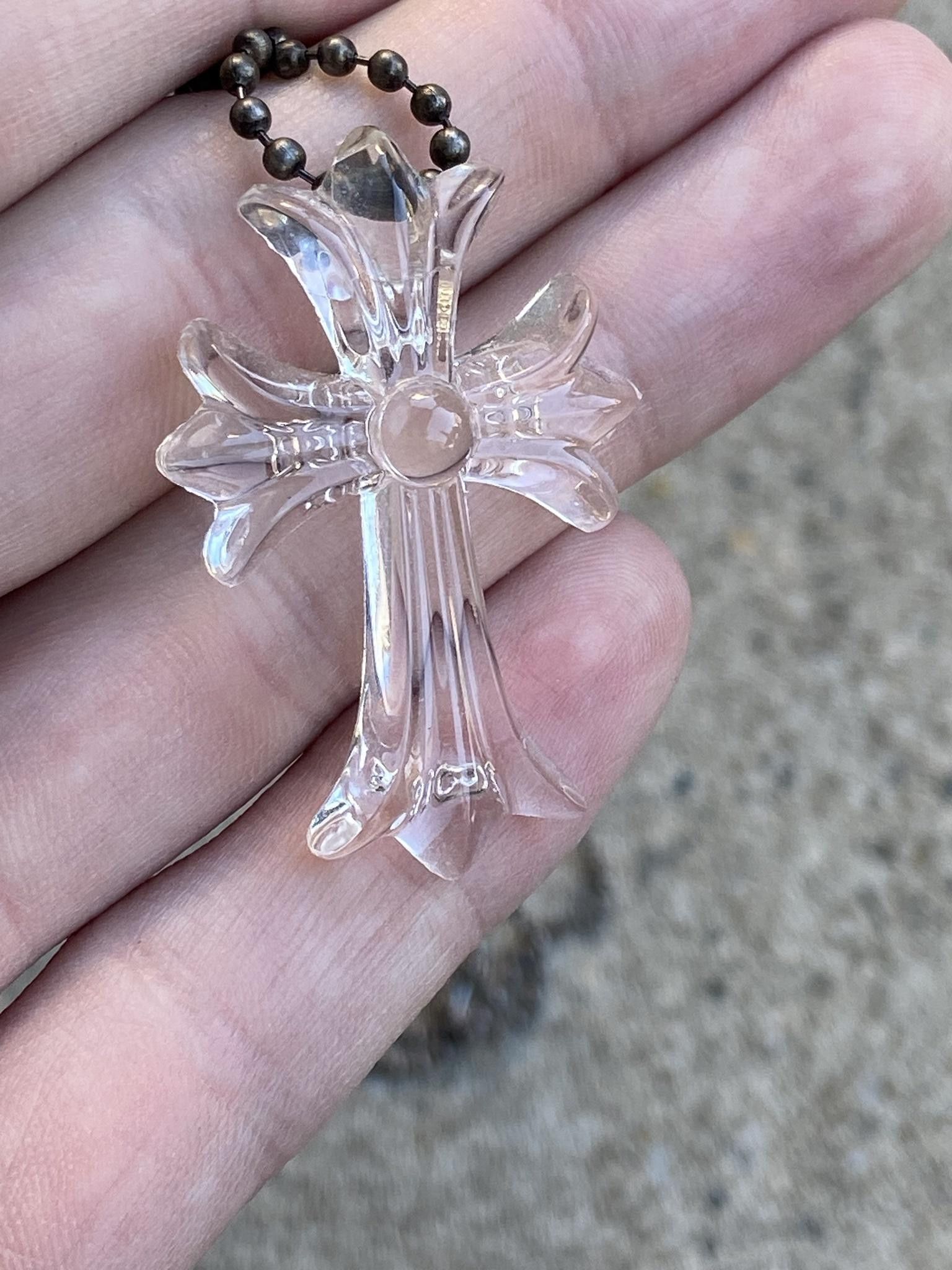 Chrome Hearts Chrome Hearts Clear 'Silichrome' Cross Necklace/Pendant ...