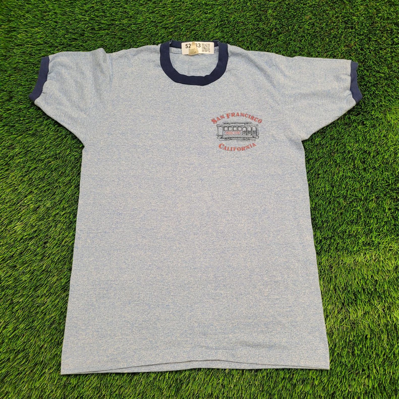 Screen Stars Vintage 1978 San-Francisco Ringer Shirt S 18x26.5 (L) Cable-Car Single-Stitch | Grailed