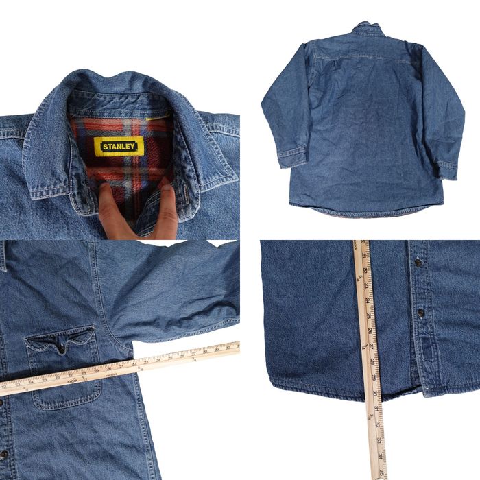 Vintage Stanley Long Sleeve Denim Flannel Lined Shirt Jacket Mens M ...