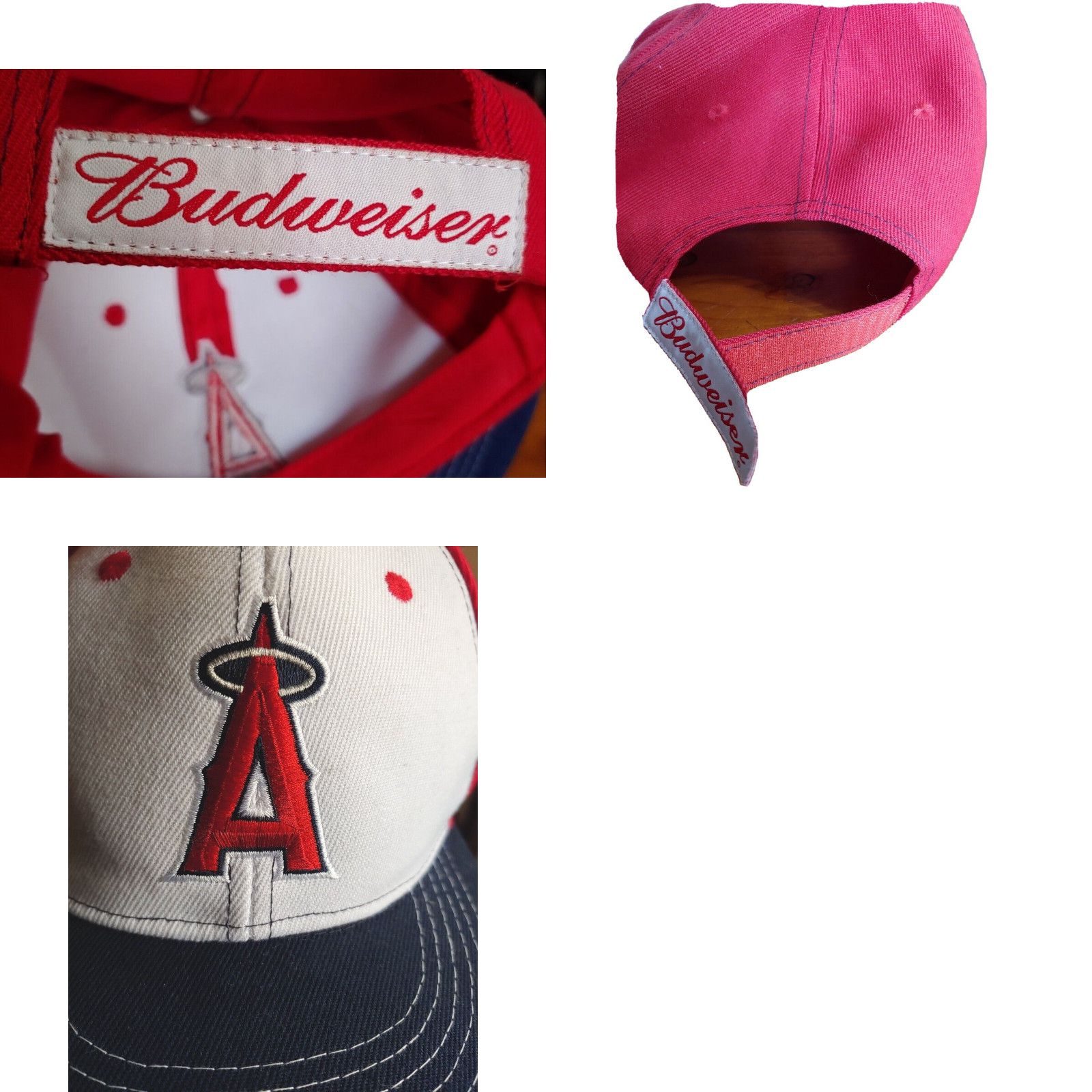 Vintage Angels Red White Blue Flag Budweiser Adjustable Hat Cap ...