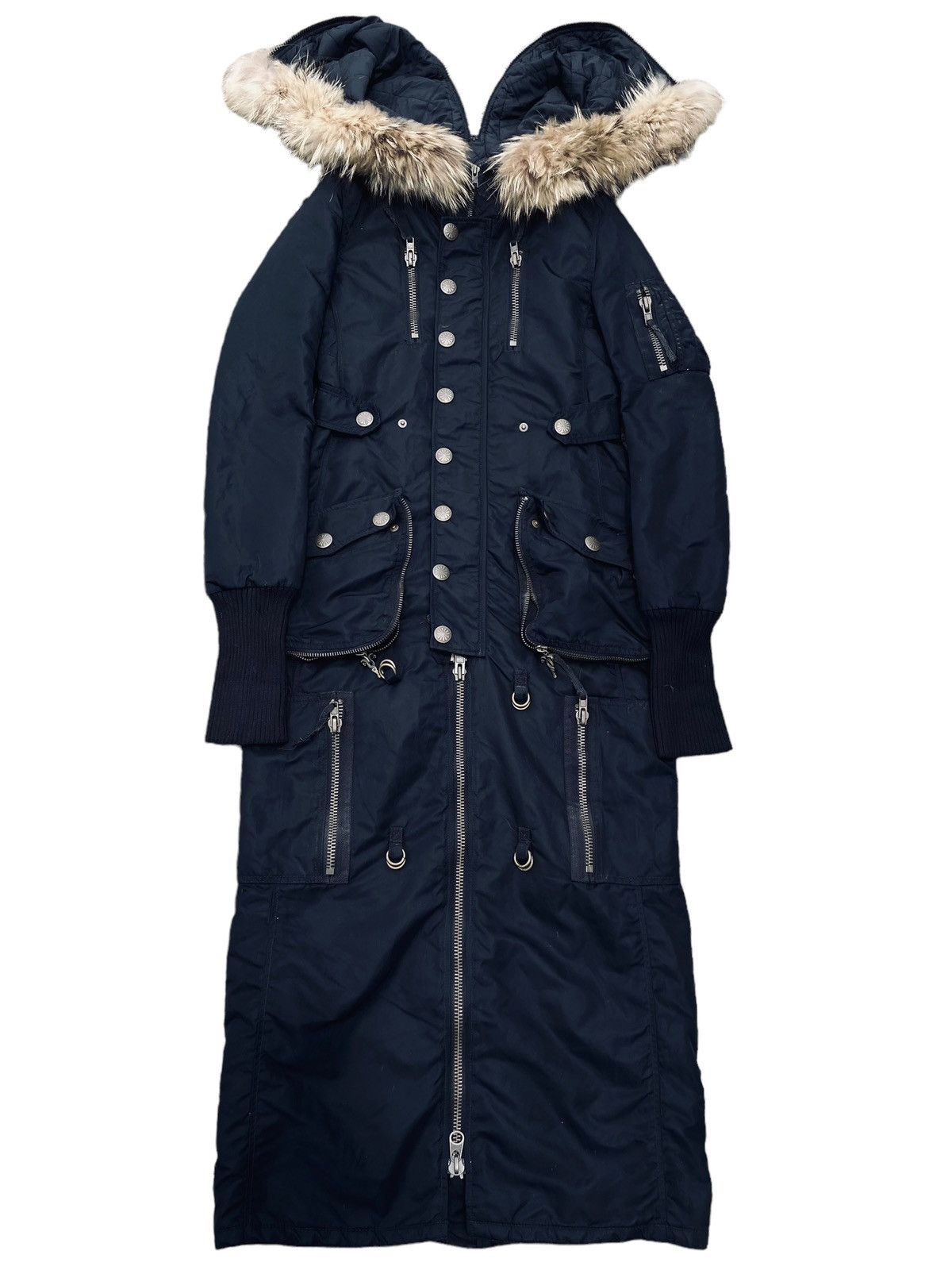 14th Addiction 2000s SLY - Fur Hoodie Extra Long Cargo Jacket | Grailed