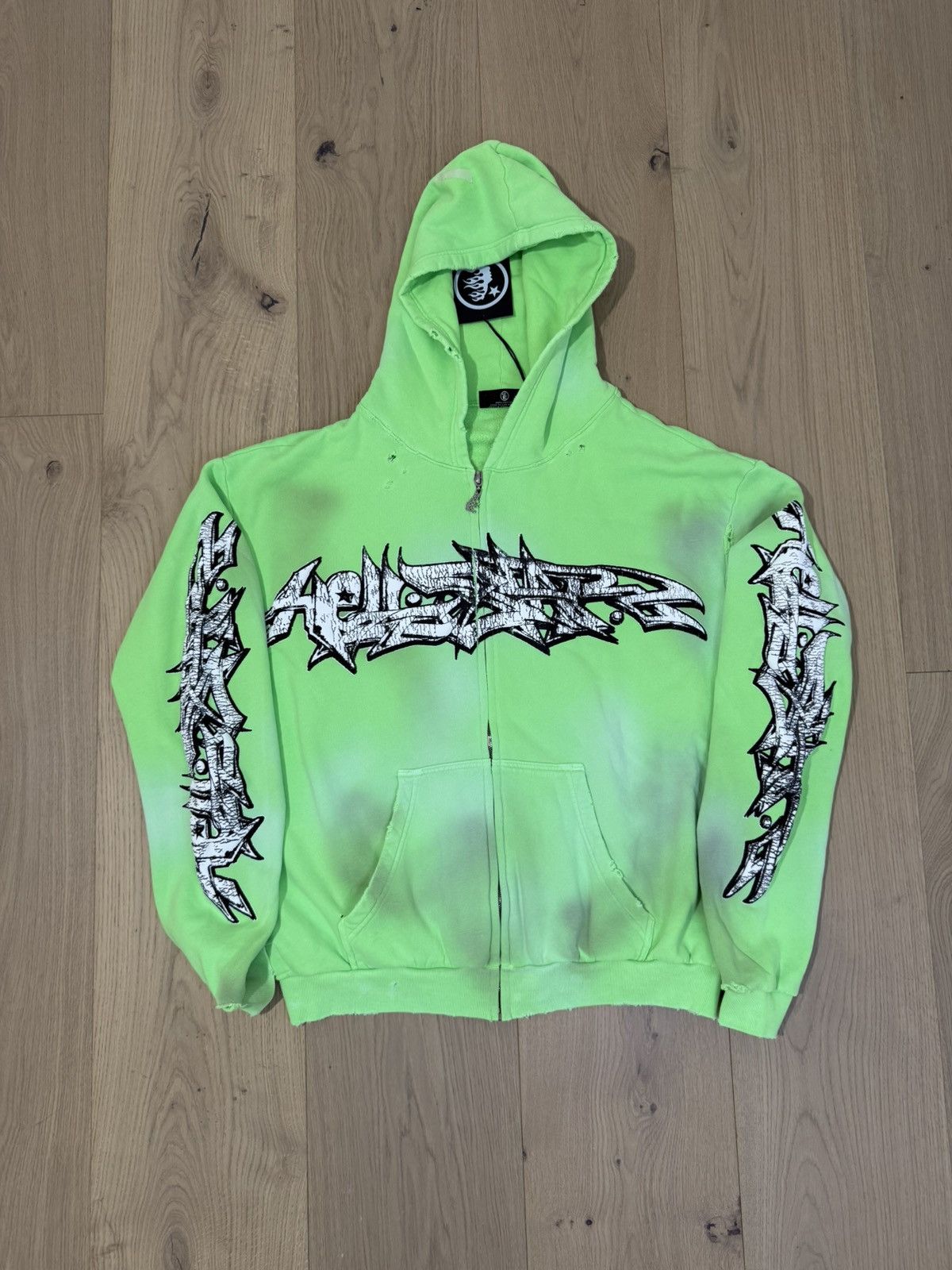 HELLSTAR Hellstar Capsule 11 Green Graffiti Zip-up Hoodie | Grailed