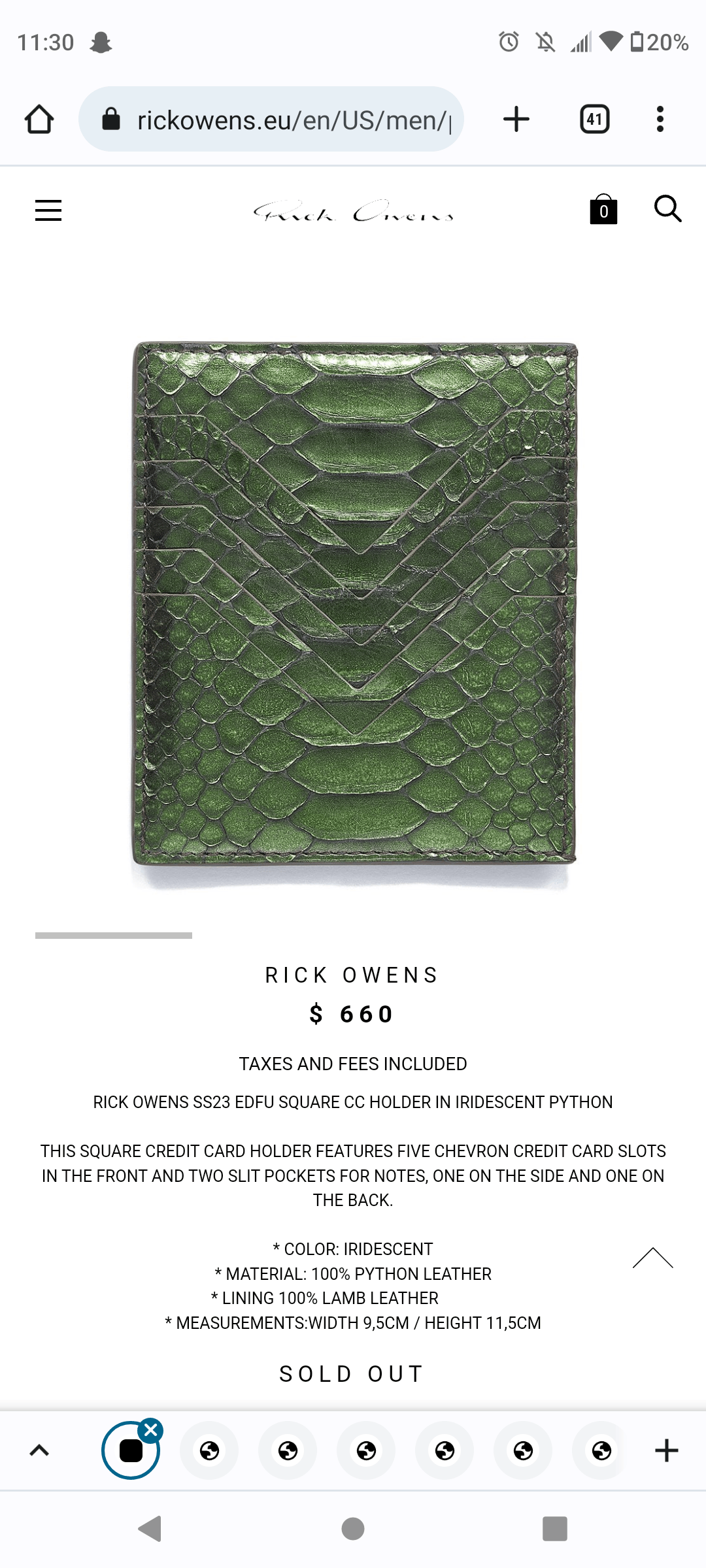 Rick Owens Rick Owens python skin wallet | Grailed