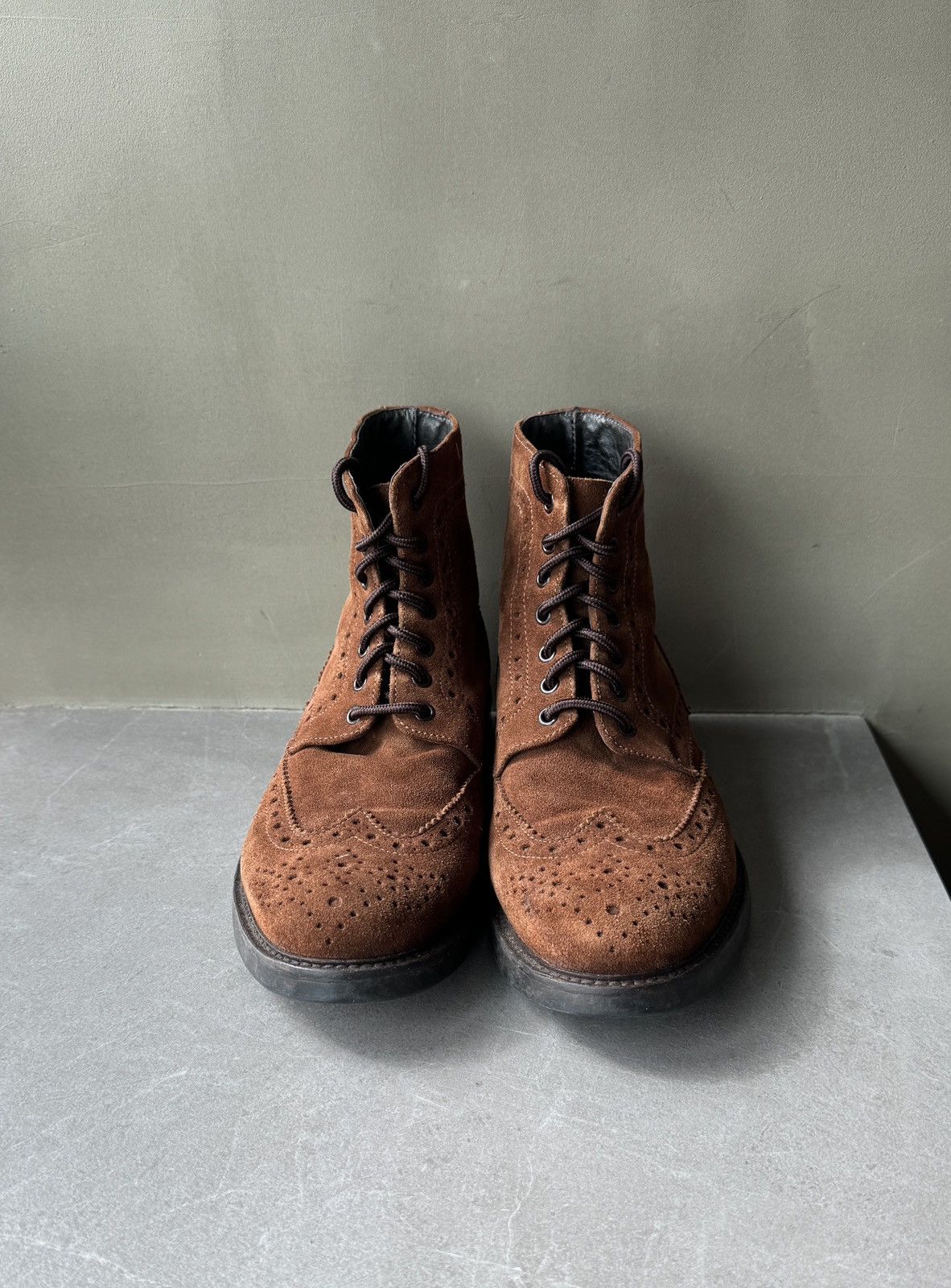 Italian Designers BOEMOS Italy Made Brown Suede Leather Mens Brogue ...