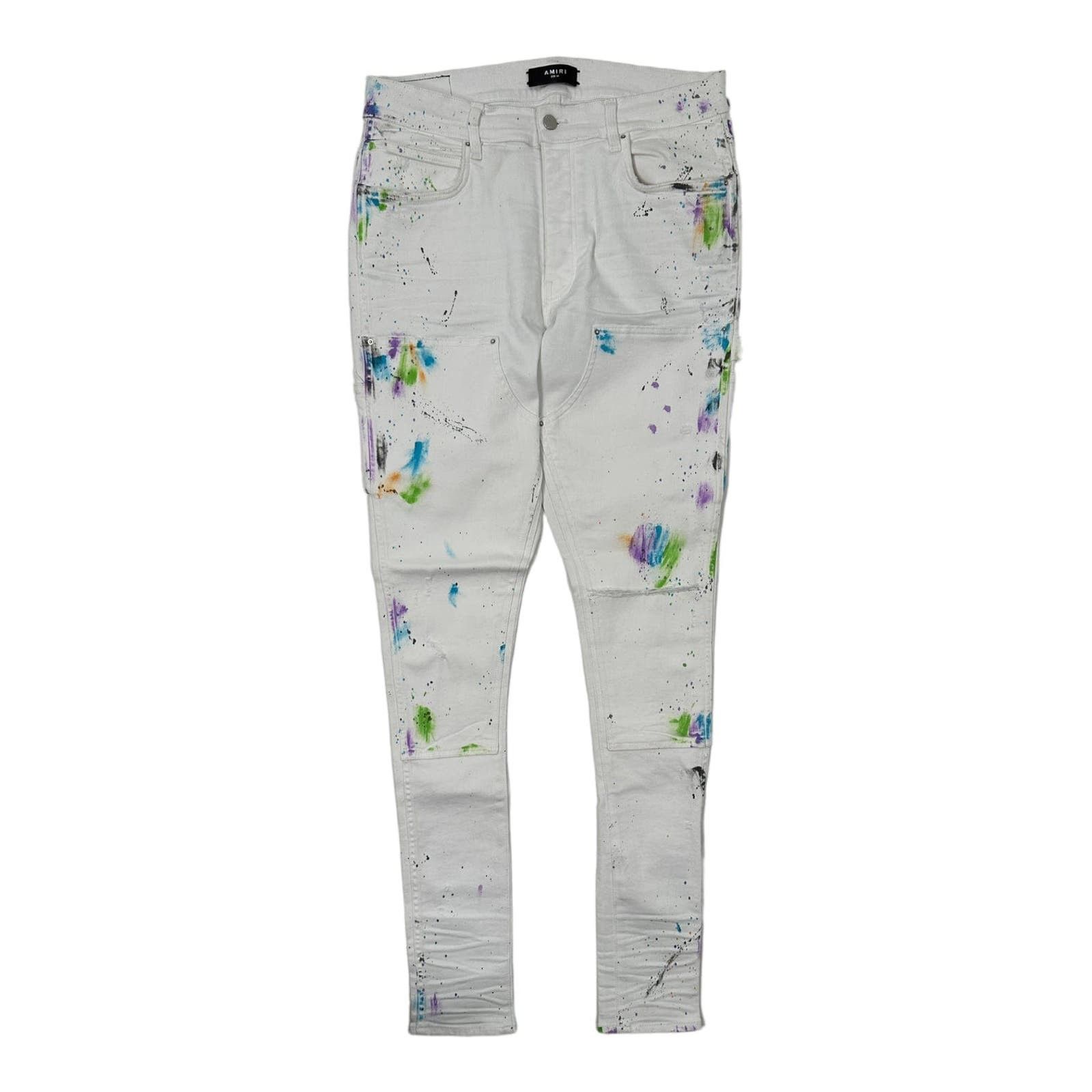Amiri Amiri Paint Splatter Workmans Jeans White | Grailed
